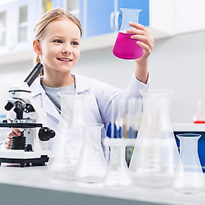 3Pcs Erlenmeyer Flask,Plastic Flask Conical Flask for Laboratory Students Educational Learning Toys(50ml+100ml+500ml)