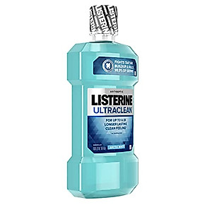 Listerine Ultraclean Oral Care Antiseptic Mouthwash, Everfresh Technology to Help Fight Bad Breath, Gingivitis, Plaque & Tartar, ADA-Accepted Tartar Control Oral Rinse, Arctic Mint, 1 L