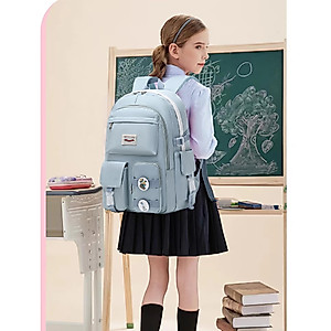 Makukke School Backpacks for Teen Girls - Laptop Backpacks 15.6 Inch College Cute Bookbag Anti Theft Women Casual Daypack,Blue Backpack