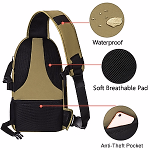 MOSISO Camera Sling Bag, DSLR/SLR/Mirrorless Camera Case Shockproof Photography Camera Backpack with Tripod Holder & Removable Modular Inserts Compatible with Canon/Nikon/Sony/Fuji, Khaki