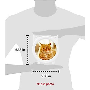 Isaac Jacobs 5x5 Round Resin Sentiment Cat Picture Frame with Ears, Photo Tabletop & Wall Display Hanging Display & Home Décor (White)