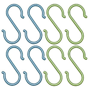 Maydahui 16 Pieces S Shape Plastic Hook Set of 8 Big Size 8 Small Size in Pink Green Blue for Storage Room Kitchen Bathroom