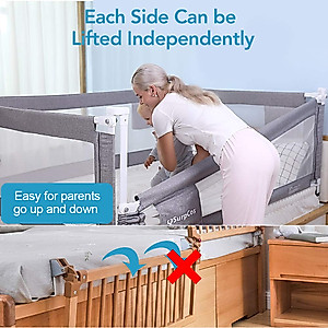 SURPCOS Bed Rails for Toddlers -New Upgraded Extra Long Bed Guardrail for Kids Great Fit for Twin, Double, Full-Size Queen & King Mattress (One Side 74.8 x 30 Inch, Buck)
