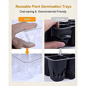 DOMMIA Seed Starter Tray, Reusable Seed Starter Kit with Adjustable Humidity Dome, Transparent Vegetable Propagator Trays, Space-Saving Mini Agriculture Plant Germination Equipment for Seeds Growing