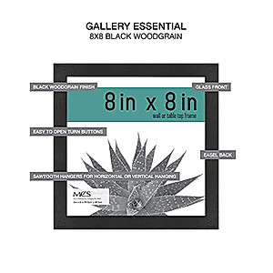MCS Gallery Essential Picture Frames, Photo Gallery Wall Frame Set, Black Woodgrain, 8 x 8 Inch, 2-Pack
