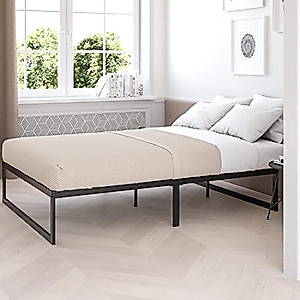 Flash Furniture Lana 14 Inch Metal Platform Bed Frame - No Box Spring Needed with Steel Slat Support and Quick Lock Functionality (Queen)