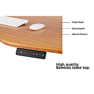 UNICOO Bamboo 55.1 x 27.6 inches Universal Table Top for Standard and Sit to Stand Height Adjustable Home and Office Desk Frames. (Bamboo Table Top-Nature)