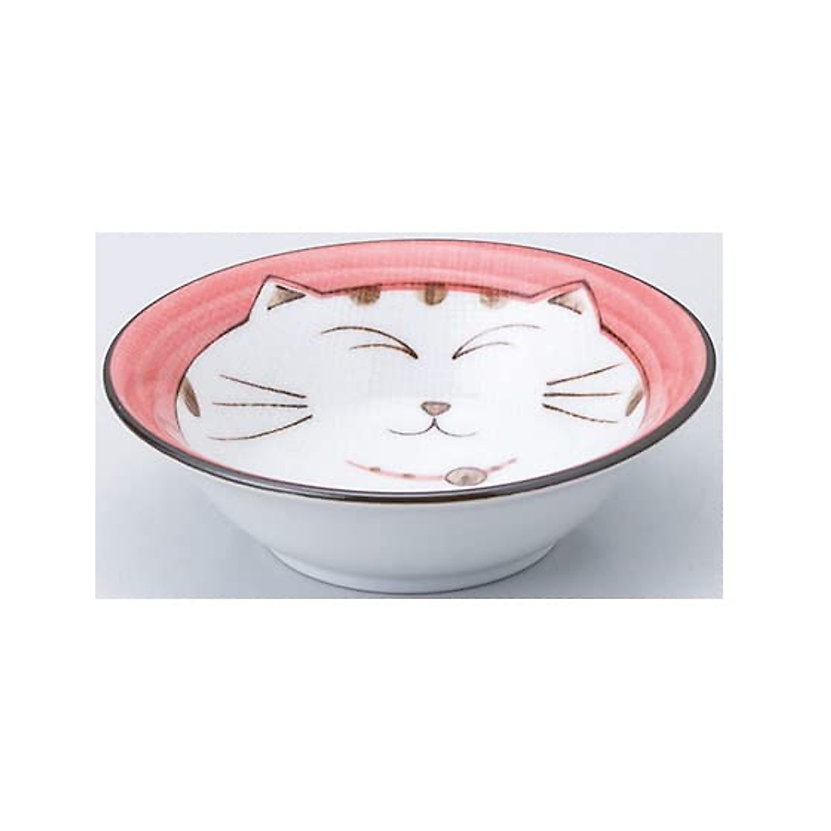 JapanBargain 2480, Japanese Small Porcelain Sauce Dipping Bowl Dessert Bowl Rice Bowl Appetizer Bowl Snack Bowl, Pink Color Maneki Neko Smiling Lucky Cat Pattern, Made in Japan, 4-3/4-inch Diameter