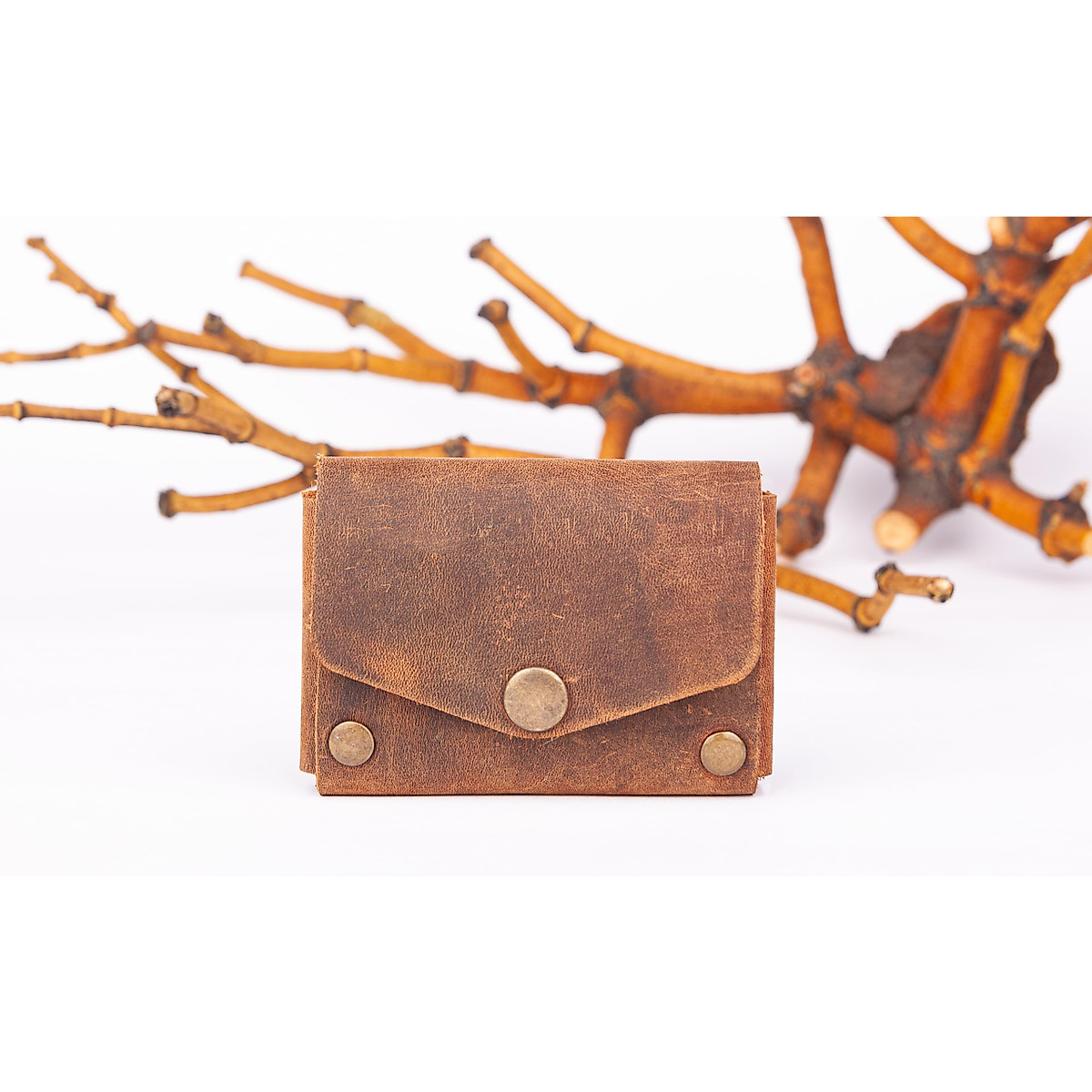 Handmade Card Holder, Minimalist Card Case, Slim Wallet, 100% Leather, Wallet with Card Holder, Minimalist Design (Brown)