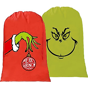 Unbala 2 Pack X-Large Santa Sacks Drawstring Christmas Bags 27.6 X 42 Inch Christmas Gift Bags Xmas Bags For Bulk Christmas Gifts Holiday Party Decorations
