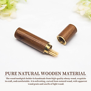 Huwane Toothpick Holder Portable Wood Toothpick Case Waterproof Handmade Craft Toothpick Pocket Box for Storage Toothpick, Needle, Pill, Bead, Ear Pick, Cotton Swab and Other Small Object (4 Packs)