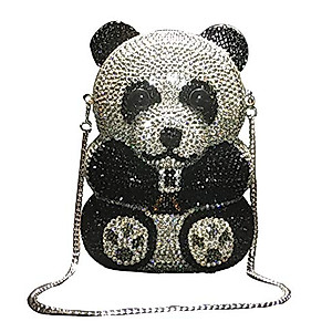 Panda Shaped Handbag Purse Women Diamond Clutch Animal Shaped Bling Evening Bag
