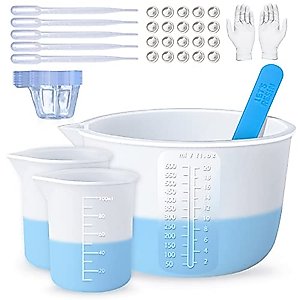 LET'S RESIN Silicone Measuring Cups,Resin Supplies with 600ml/20oz&100ml Thickening&Polishing Resin Mixing Cups,Easy to Clean,Silicone Stir Sticks,Silicone Cups for Epoxy Resin Mixing