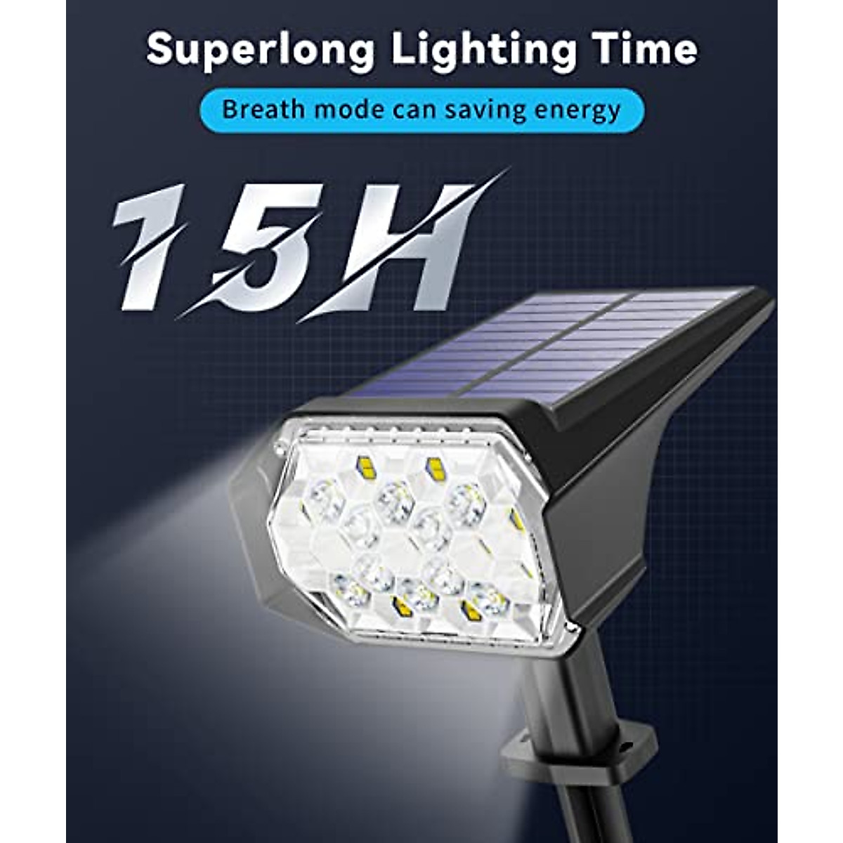 JUO Solar Spotlights Outdoor Waterproof IP67, 32 LED 3 Lighting Modes Brightest Solar Lights Outdoor, Solar Powered Garden Pathway Lights Landscape Spotlights for Trees/Flags/Yard/Walkway