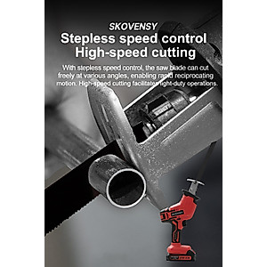 Cordless Reciprocating Saw, 2 x 2.0Ah Battery, Cordless Variable Speed, Blades Kit for Wood/Metal/PVC Cutting MWF-RED