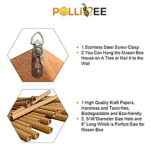 Mason Bee House - Handmade Natural Wooden Bee Hive Coated with Wax for Water-Proof and Long Service Life - Attracts Peaceful Bee Pollinators to Your Garden,Carpenter Bee Houses for Garden