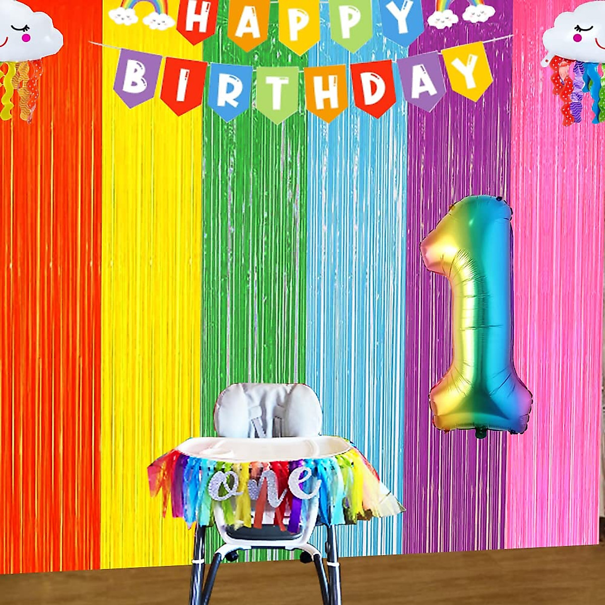 Cinco de Mayo Decorations, Rainbow Fringe Bckdrop Fiesta Taco Themed Streamer Backdrop for Mexican Dia De Los Muertos Spain Taco Birthday Party Decorations (3 Pack)