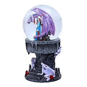 Nemesis Now Anne Stokes Dragon Mage Snowglobe Shaker, Polyresin, Purple, 18.5cm