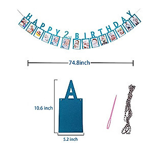 Labakita Happy 2nd Birthday Photo Banner - Baby 2nd Birthday Photo Frame Photo Banner - Baby Boy or Girl's 2nd Birthday Party Decorations Supplies - Two Years Old Birthday Sign (Blue)