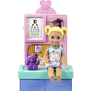Barbie Careers Doll & Playset, Pediatrician Theme with Brunette Fashion Doll, 1 Patient Doll, Furniture & Accessories,White