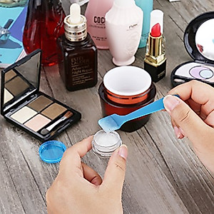 Accmor 50 Pieces 3g Empty Clear Plastic Sample Containers with Lids Cosmetic Jars with 5 Pieces Mini Spatulas