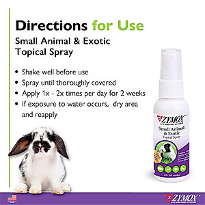 Zymox Small Animal & Exotic Topical Spray, 2 oz. – Supports Healthy Skin for Dog, Cat, Rabbit, Guinea Pig, Ferret, Hamster, Chinchilla, Monkey