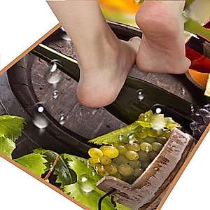 Kitchen Rug Set , Grape Fruit Wine Glass 2 Piece Non-Slip Kitchen Floor Mat Rubber Back Rustic Wooden Board, Water Absorption Soft Indoor Bathroom Doormat Runner Rug Carpet Set (17.7"x28"+17.7"x47")