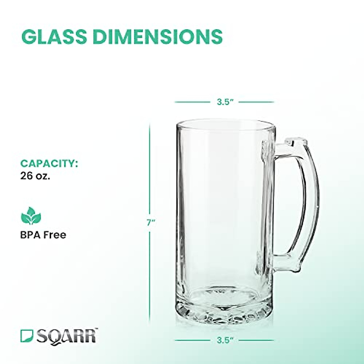 Beer Mug With Handle- Drinking Glass Dishwasher and Freezer Safe - Drinking Cup 26 ounce Large Pub Beer Mug with 2 Stainless Steel Ice Cubes - Traditional Beer Mug, Tea Glass, Cocktail Glass