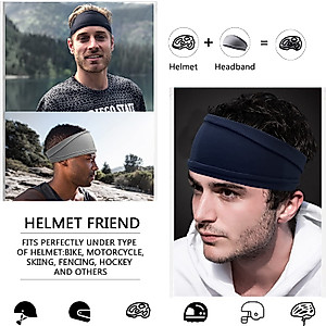 Jesries 8 PCS Sport Headbands for Men Workout Hair Band Athletic Sweatbands Non-Slip Moisture Wicking Unisex Head Bands for Running Cycling Training
