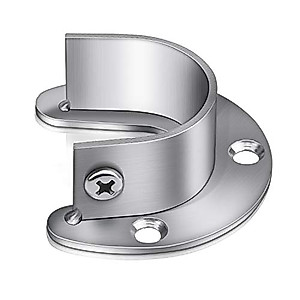 Favordrory 6 Pieces Stainless Steel Closet Pole Sockets Rod Socket Flange Set Rod Support Flange Holder, U Shaped, Easy Installation or Removal