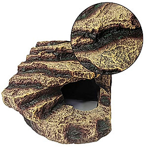 kathson Turtle Basking Platform Frogs Habitat Hiding Cave Resin Fish Tank Aquarium Ornament Reptile Climbing Ramp Decorations for Amphibians Resting