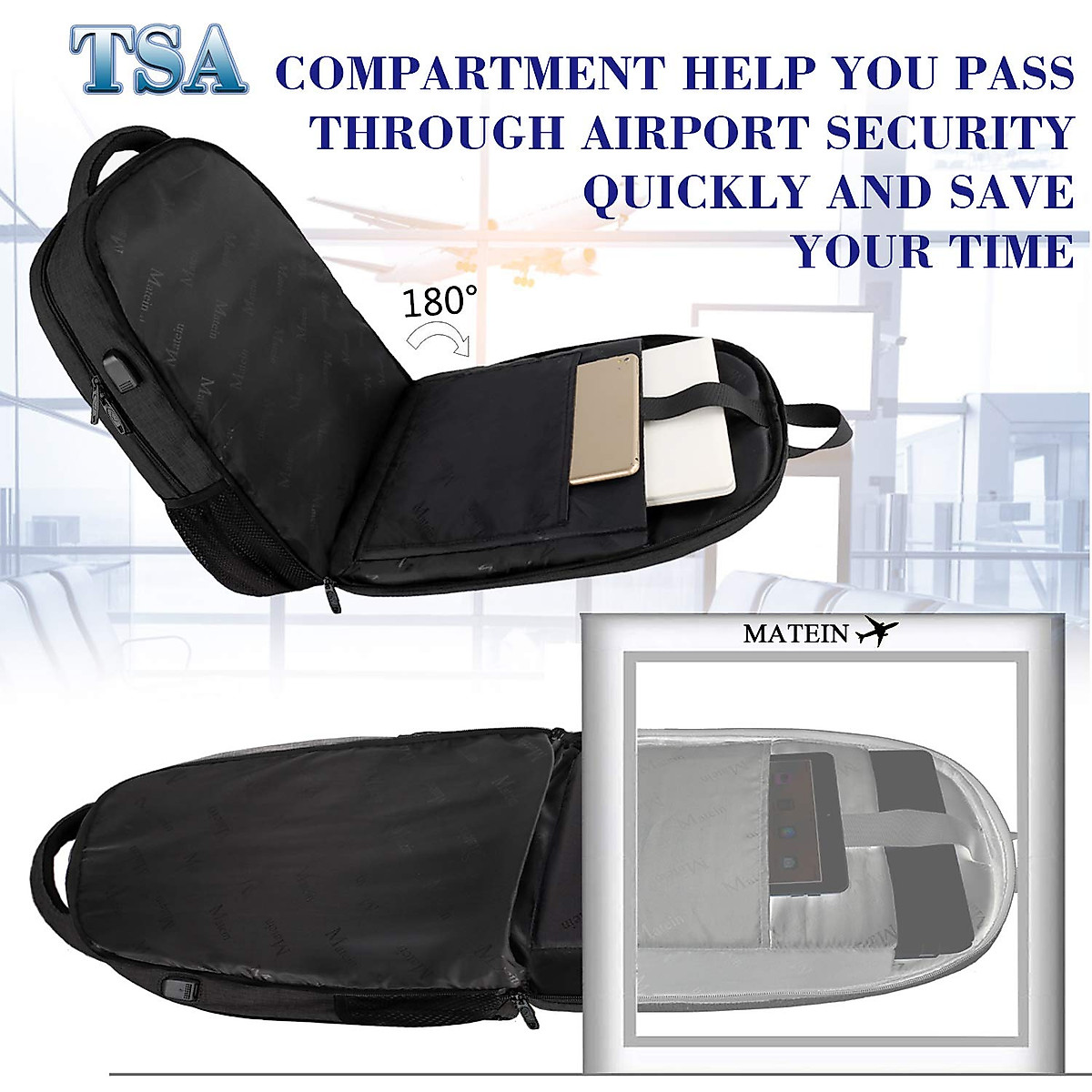 MATEIN Extra Large Backpack, 17 Inch Travel Laptop Backpack with USB Charging Port, Large Laptop Backpack, Water Resistant 17 Inch Travel Laptop Backpack with Waterproof Wet & Dry Pocket