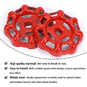 Mozeat Lens 2 Pack Outside Faucet Handles Replacement Faucet Round Wheel Handle Square Stem Hole Hose Bib Handle Cast Iron Water Spigot Handle 9/32inch x 9/32inch (7mm x 7mm)