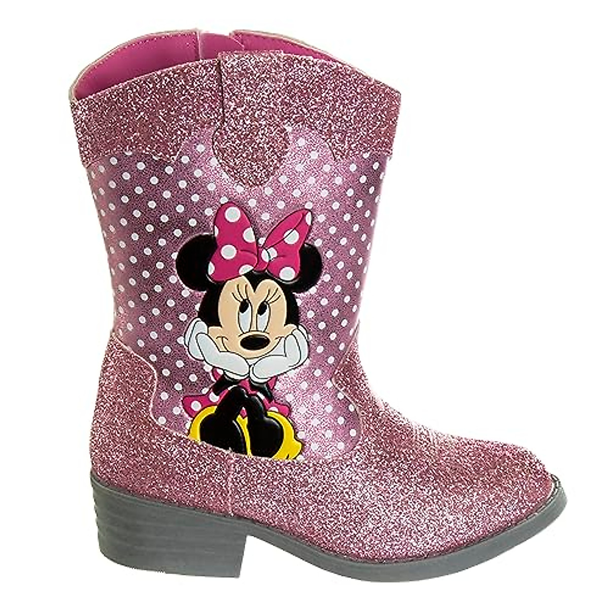 Disney Minnie Mouse Cowgirl Western Boots - Minnie cowboy boot - Pink Glitter (size 7 Toddler)