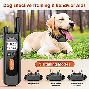 Yawpet Dog Shock Collar with Remote, Rechargeable Waterproof E Collar with 1600FT Range, 3 Training Modes & Security Lock for Large/Medium/Small Dogs