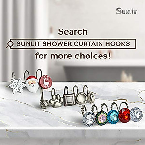 Sunlit Contemporary Design Carved Ball Shower Curtain Hooks Rust Proof Oil Rubbed Metal Orb Shower Curtain Rings - Satin Matte Silver - 12 Pack