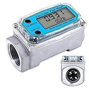 Digital Turbine Flow Meter,LCD Digital Display High Accuracy Diesel Fuel Flowmeter for Measuring Diesel, Kerosene, Gasoline(1 Inch)