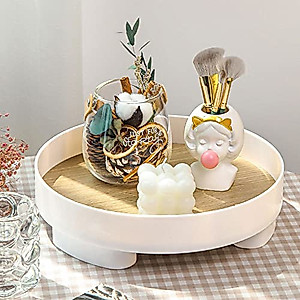 FIZZOQI Plastic Cosmetic Storage Shelf Condiment Rack Tabletop Rack Desk Round Tray Pantry Room Organizer Rack Household Restaurant Storage Rack