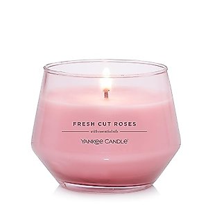 Yankee Candle Studio Medium Candle, Fresh Cut Roses, Pink Candle, 10 oz, Home Décor