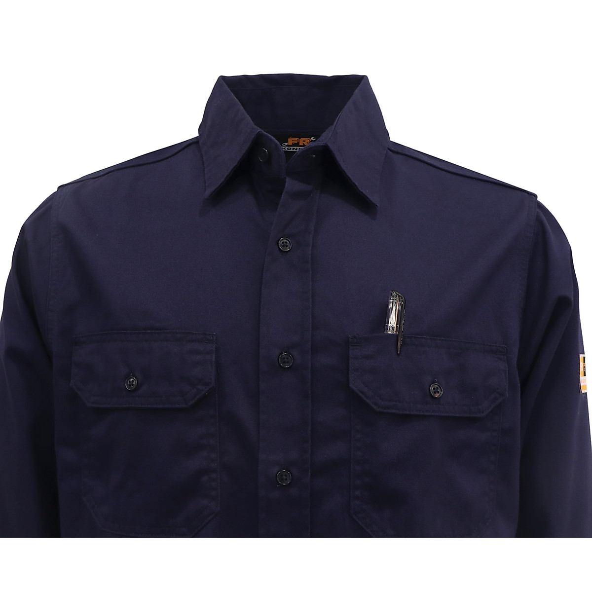 KONRECO FR Shirts for Men Long Sleeve Button Down Flame Resistant HRC2 Men's Welding Shirts Navy- Size XL