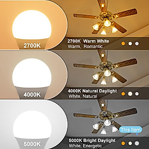 hansang A15 LED E26 Small Light Bulb, Daylight 5000K, 60Watt Equivalent Ceiling Fan Light Bulbs, E26 Standard Base Appliance Light Bulb, 600 Lumen, CRI85+, Eye Protection, 120V, Non-Dimmable 6 Pack