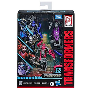 Transformers Toys Studio Series 52 Deluxe Revenge of The Fallen Movie Arcee Chromia Elita-1 Action Figure 3 Pack, 4.5"