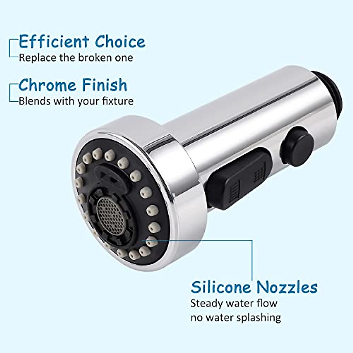 iFealClear Pull Down Kitchen Faucet Spray Head, 3 Function Kitchen Sink Sprayer Replacement Nozzle, 10 Adapters Compatible with Moen Delta Faucet, Kitchen Sink Faucet Replacement Parts, Chrome