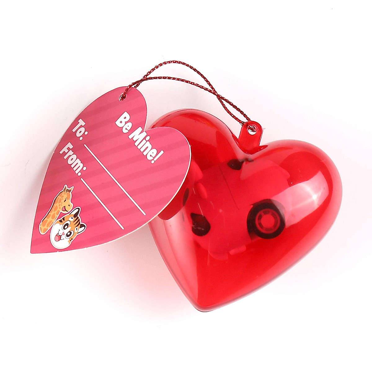 JOYIN 28 Pack Valentine Day Animals Pull Back Vehicles for Kids with Gift Cards and Filled Hearts, Pull Back & Go Car Toy Sets for Toddlers Kids Valentine School Classroom Exchange, Game Prizes