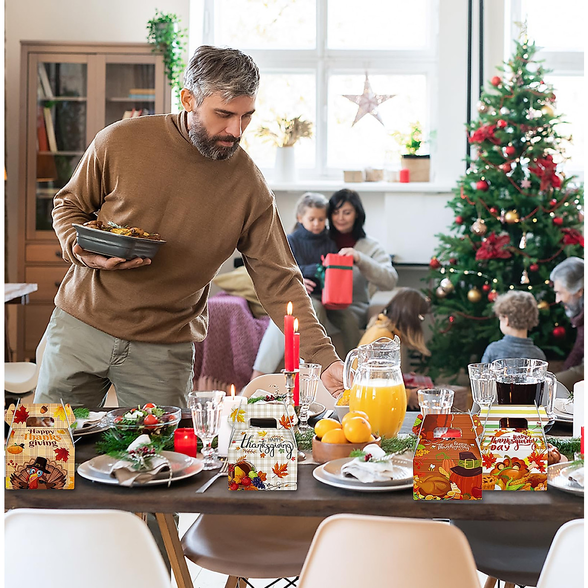 Habbiful 12 PCS Orange Thanksgiving Treat Boxes Fall Maple Leaf Gift Boxes for Goodies Cupcake Autumn Harvest Pumpkin Candy Gift Wrap for Fall Thanksgiving Party Decoration