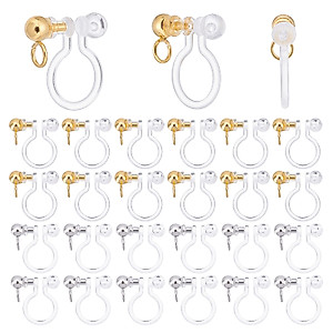 PH Pandahall 24pcs Transparent U Type Earring Findings Alloy Invisible Clip on Earring Converter Non-Pierced Earrings Painless Allergy-free Resin Earring Components for Non Pierced Ears