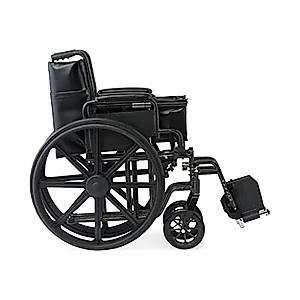 Medline K1 Basic Vinyl Wheelchair with Swing-Back Desk-Length Arms and Swing-Away Footrests, 18-Inch Wide Seat