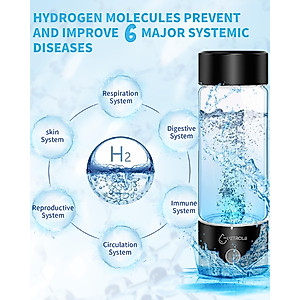 Hydrogen Water Bottle 2024, Hydrogen Water Bottle Generator with SPE PEM Technology Water Ionizer, Hydrogen Water Machine Improve Water in 3 Minutes for Home, Office, Travel, Daily Drinking(Black)