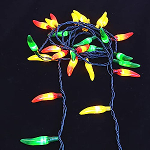 LUCKY SHINE 18 FT Chili Pepper Lights, Red Green and Yellow LED Home Decorations Lights String, for Kitchen, Patio, Window, Living Room, Garden.
