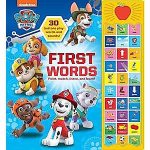 PAW Patrol Chase, Skye, Marshall, and More! First Words 30-Button Sound Book Great for Early Learning PI Kids
